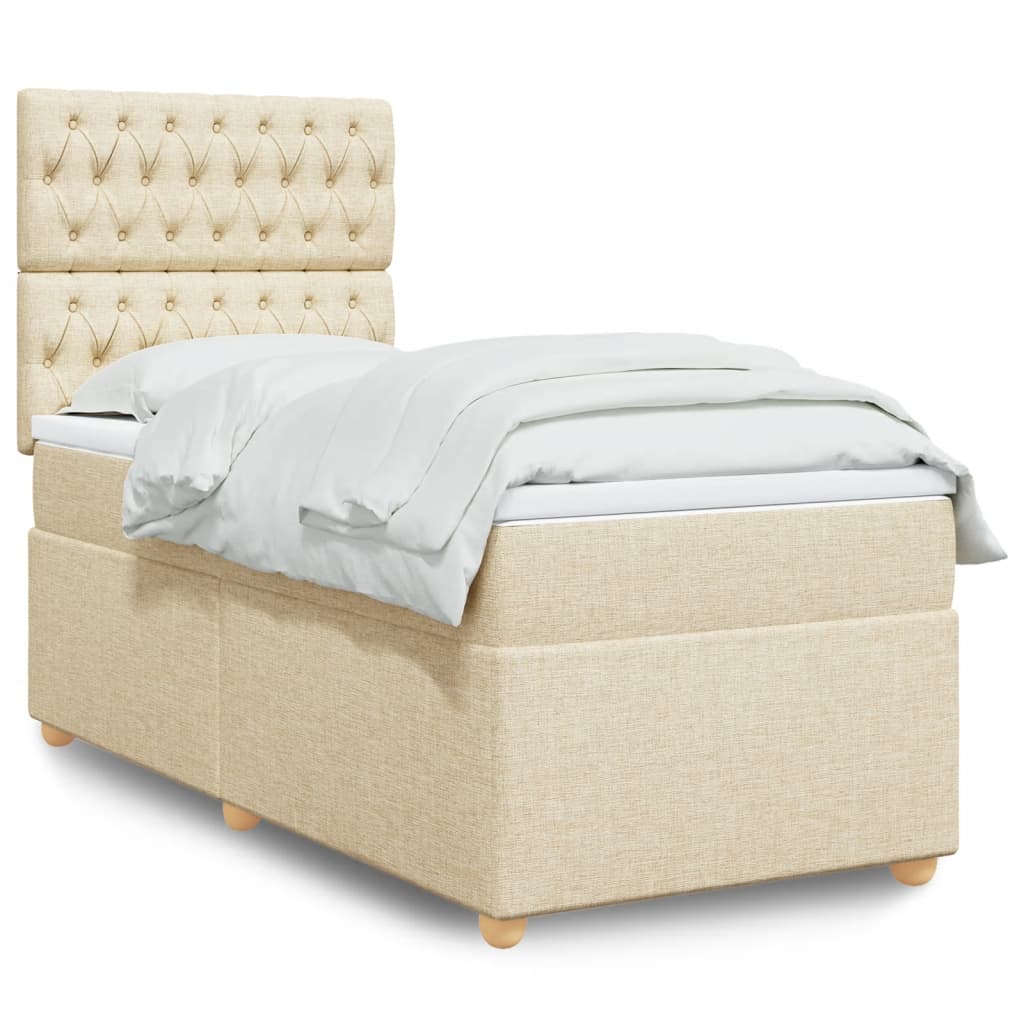 Cama box spring con colchón tela color crema 90x190 cm | Leroy Merlin