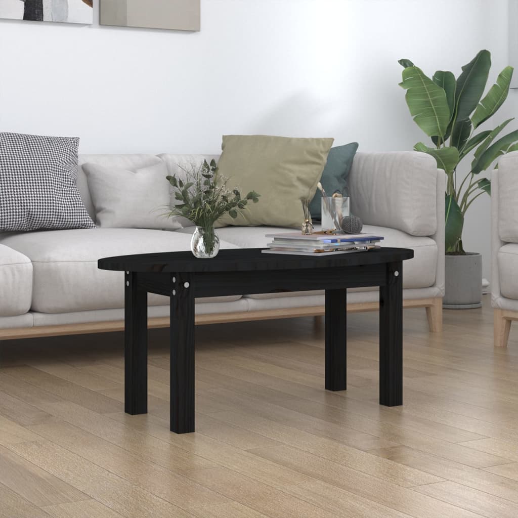 Mesa de centro negra madera maciza de pino 80x40x35 cm vidaXL | Leroy ...