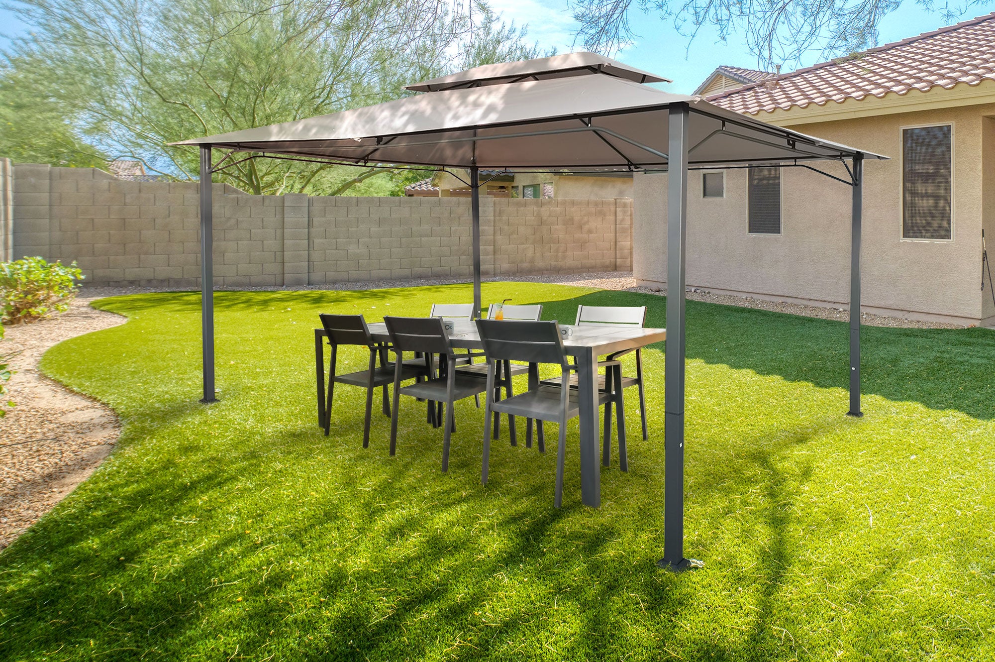 Tonnelle de jardin SAO 4x3 m Beige | Leroy Merlin