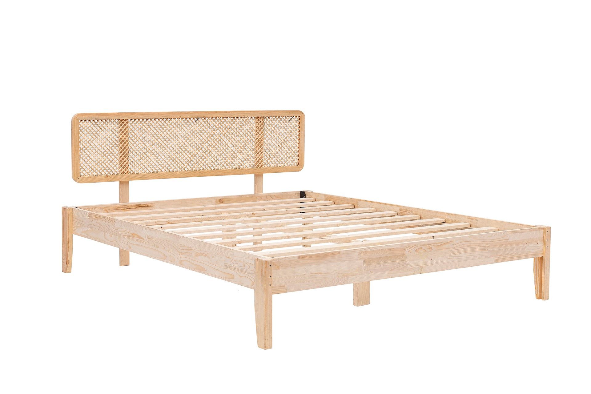Lit double minimaliste Izabel 140x190cm Bois clair | Leroy Merlin