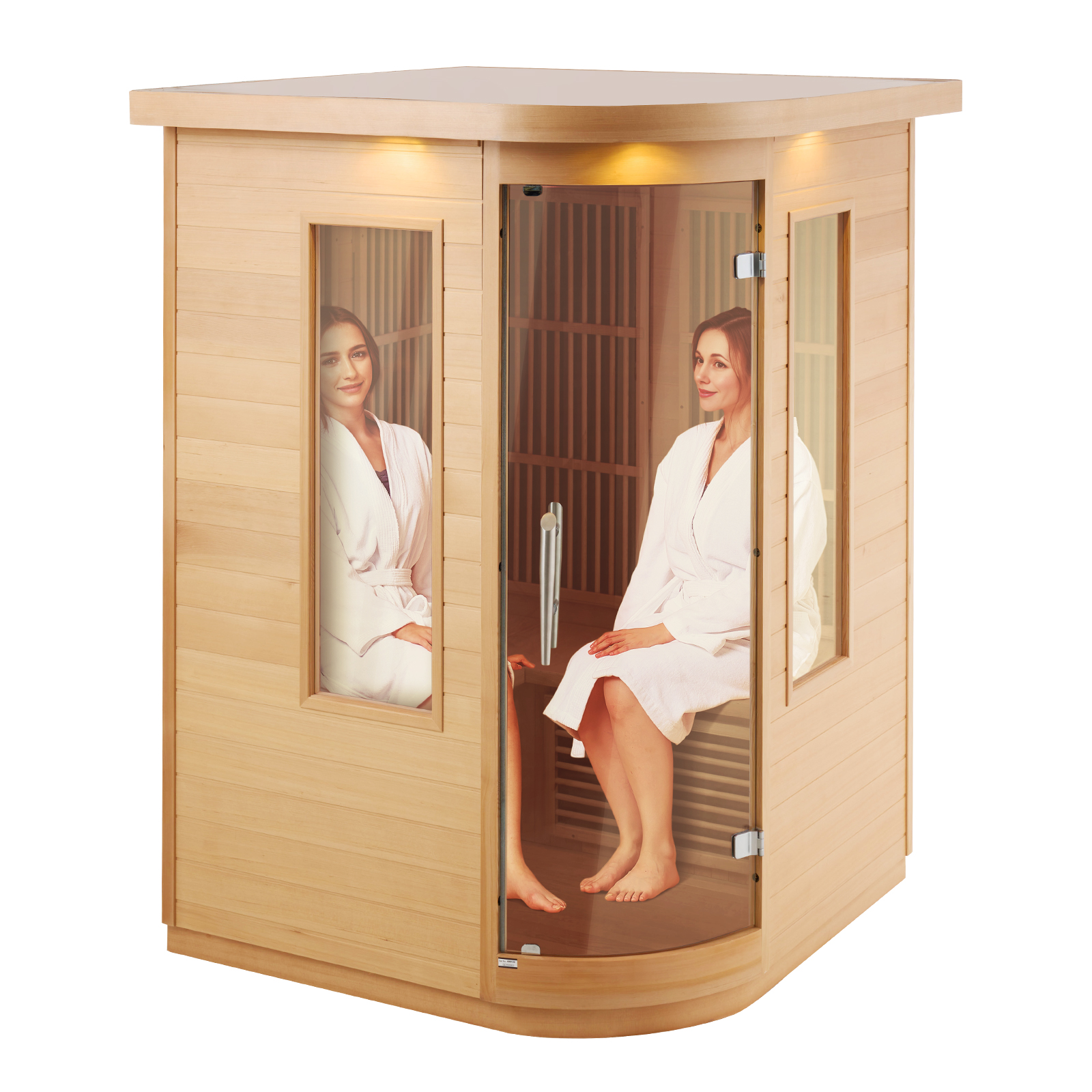 Sauna infrarouge lointain pour 2 personnes,VEVOR sauna domestique en pruche avec porte en verre ...