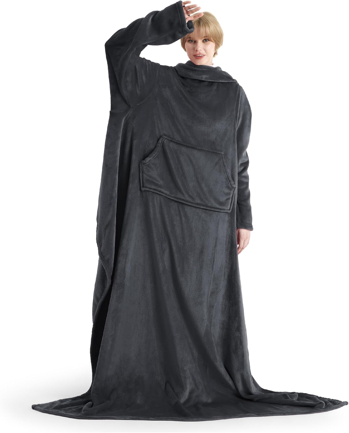 Manta con capucha para adultos - Manta polar con capucha y bolsillos ...