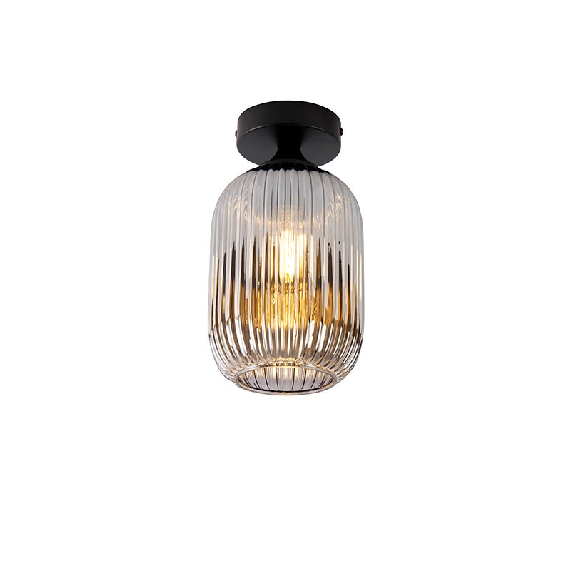 Plafón Art Deco negro con cristal ahumado - Banci | Leroy Merlin