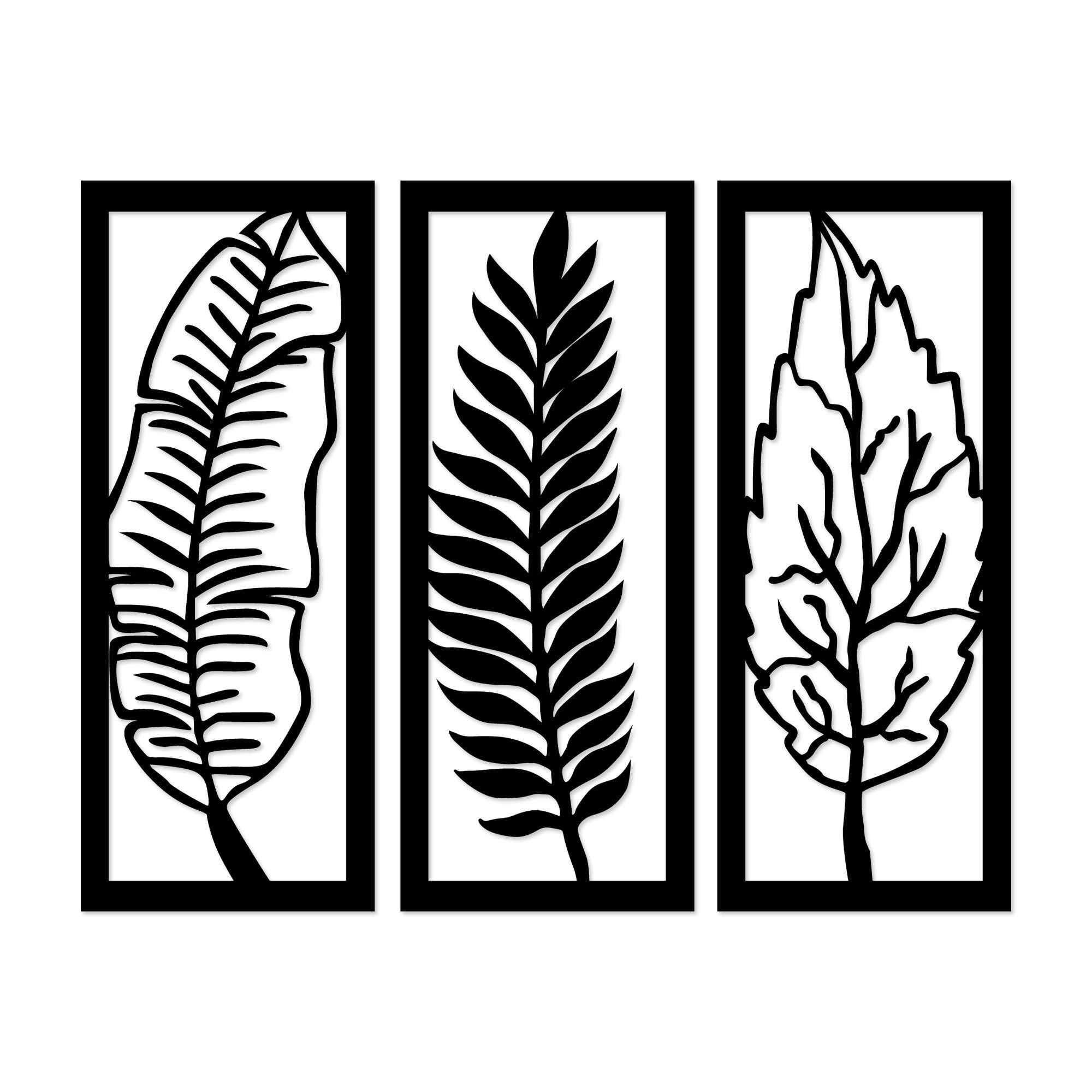 Set de 3 cadres décorations murales Sebale H55cm Métal Noir | Leroy Merlin