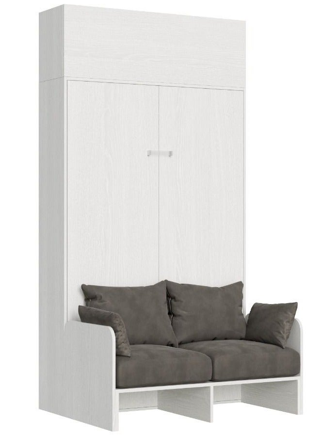 Mueble cama 120x190 cm con sofá y mueble alto de madera blanca Kanto ...