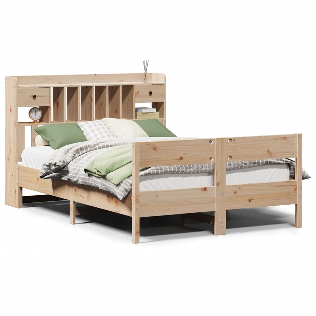 Lit Double | Lit Adulte | Lit bibliothèque sans matelas 120x190 cm bois ...