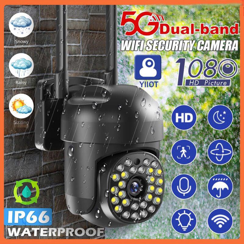 Caméra de sécurité extérieure fil 5G, caméra PTZ 2MP, 2.4G/5GHz Dual ...