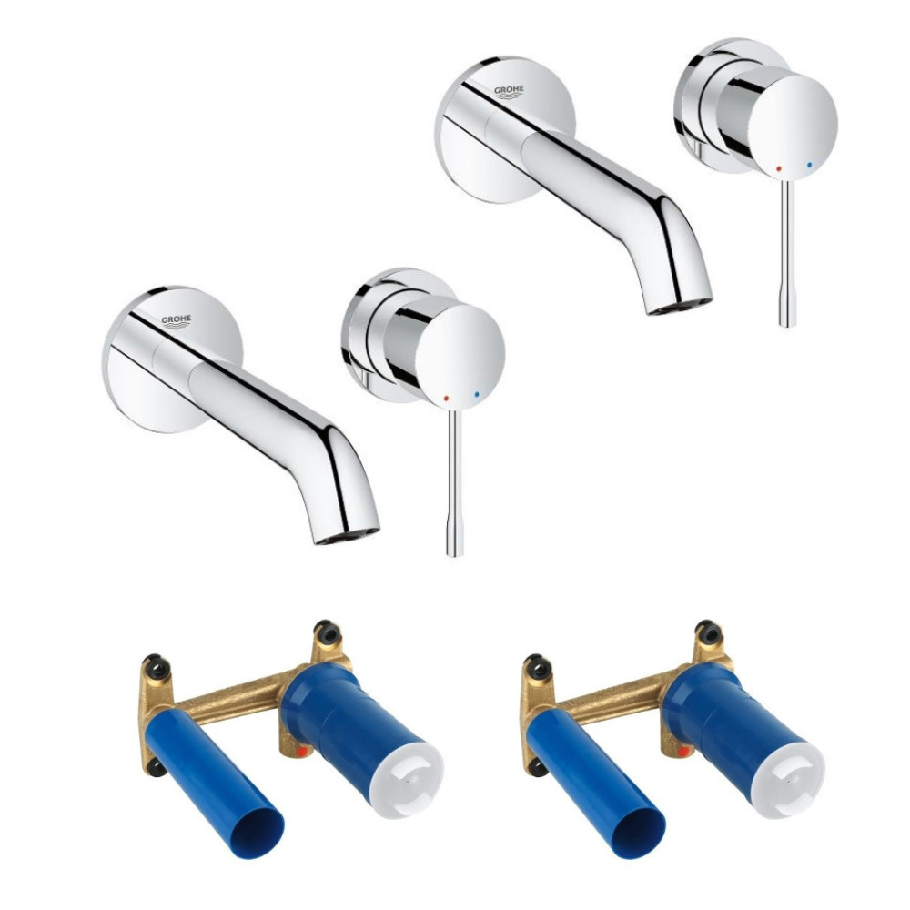 Juego de 2 grifos para lavabo de pared con 2 orificios GROHE Essence ...