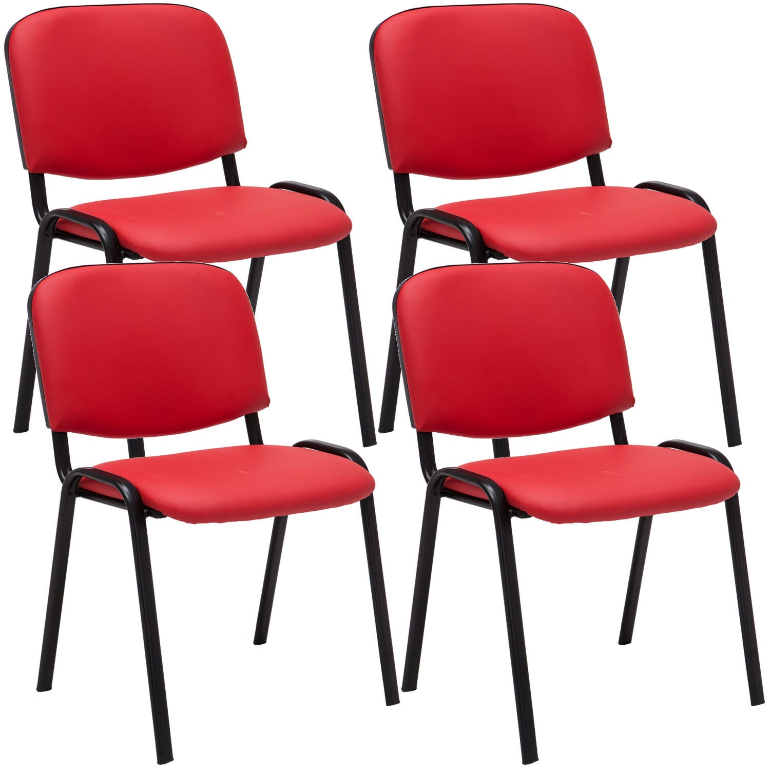 Lot de 4 chaises visiteurs Ken simili cuir rouge | Leroy Merlin