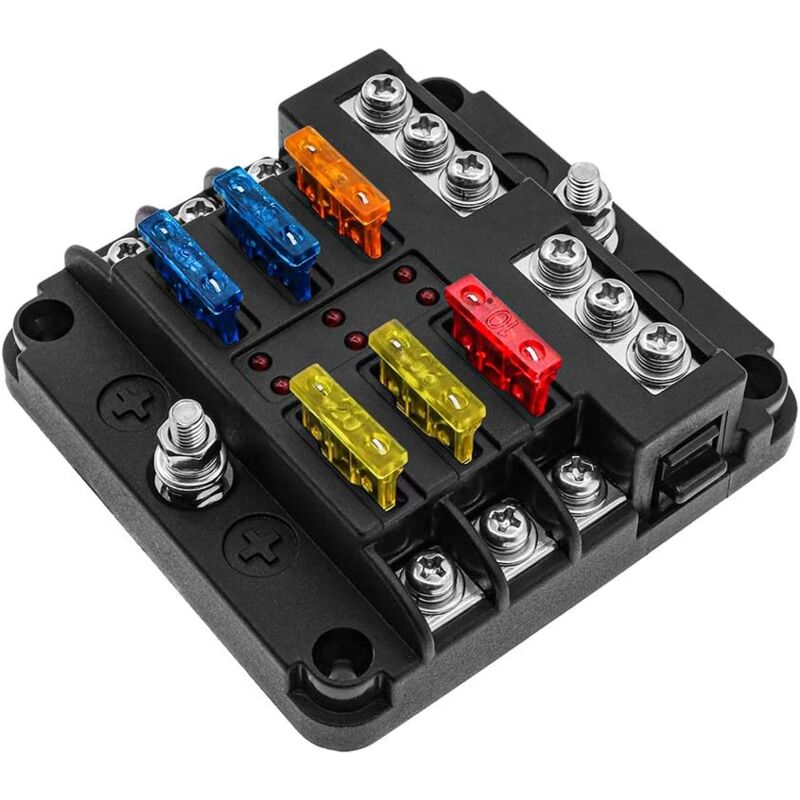 6 Voies Boîte Fusibles 12V, Porte Fusible Blocs Fusible Lame avec 16 ...