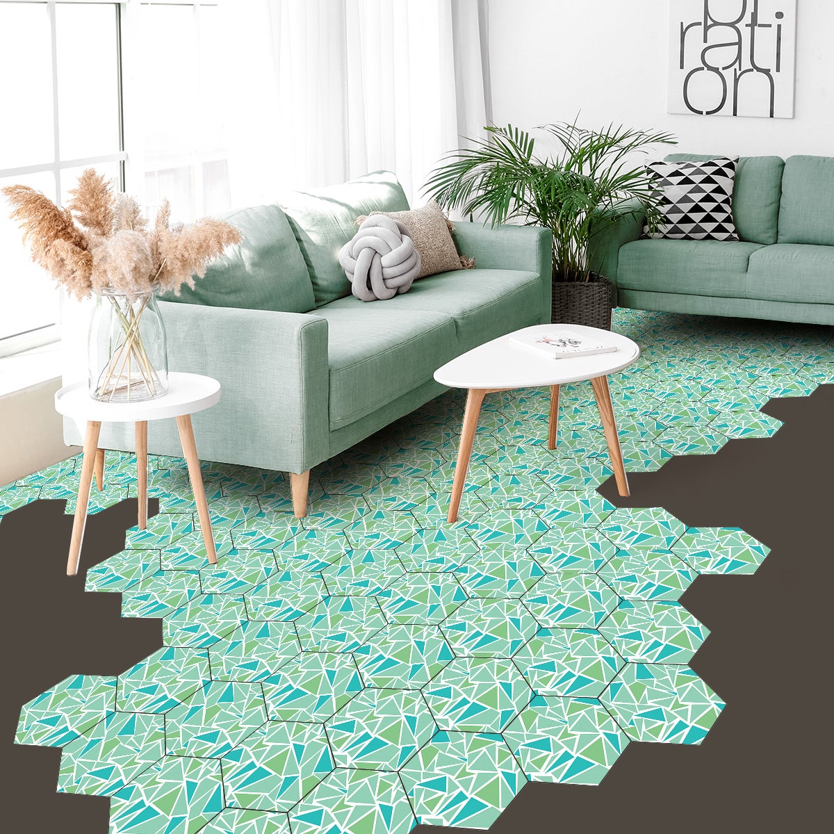 Vinilo piso de terrazzo hexágonos san giorgio antideslizante - adhesivo ...