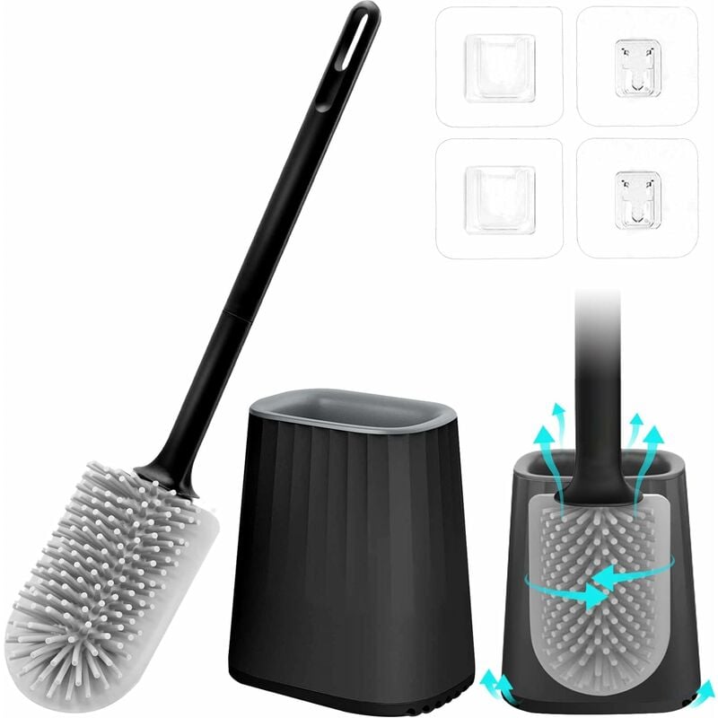 Brosse WC, Brosse de Toilette Silicone, Brosse WC Suspendu avec Support à Séchage Rapide, Brosse ...