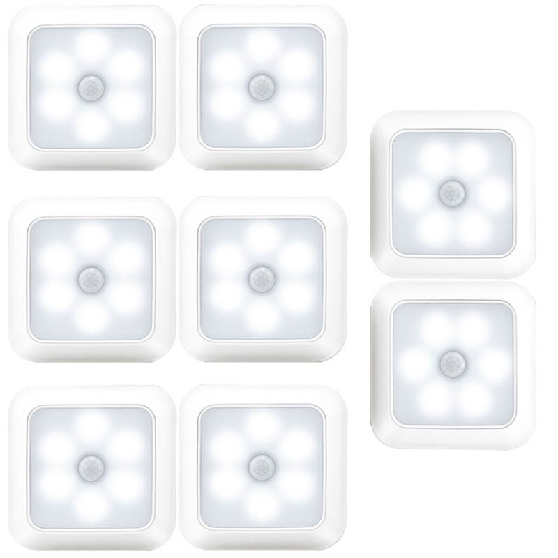 Veilleuse à induction carrée 8 pièces, veilleuse LED pour couloir ...