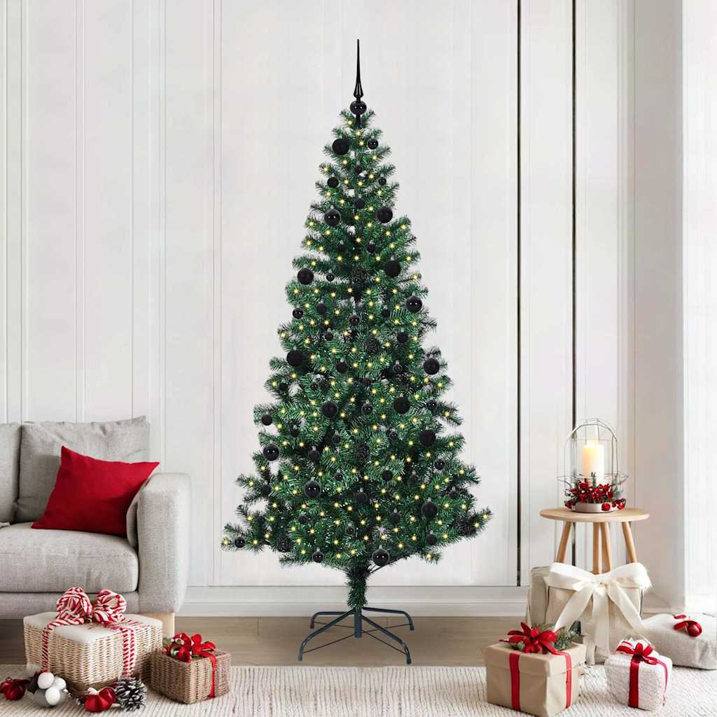 Sapin de Noël artificiel pré-éclairé Vert 210 cm PVC et métal | Leroy Merlin