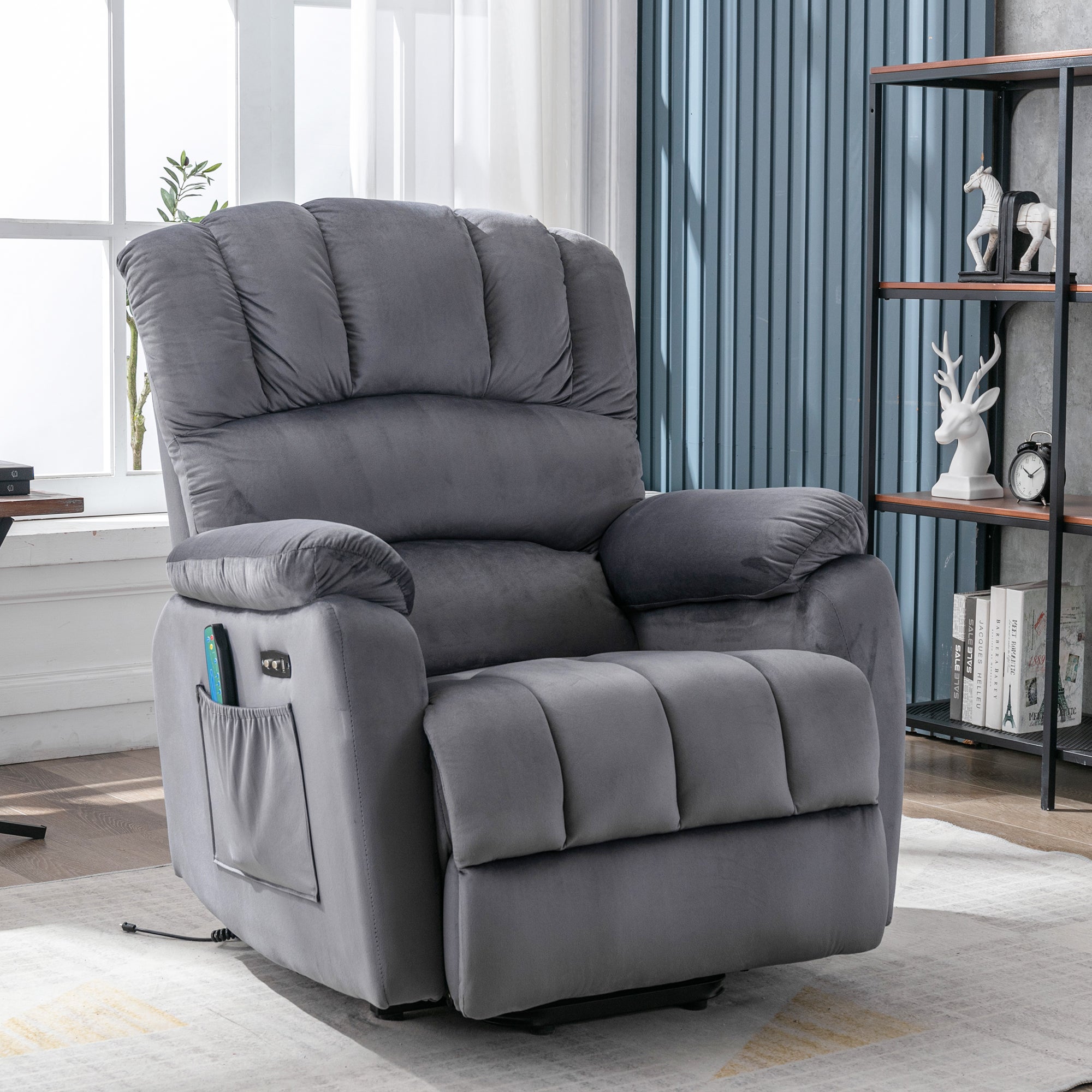 Fauteuil relax électrique en tissu avec fonction inclinable, fonction ...