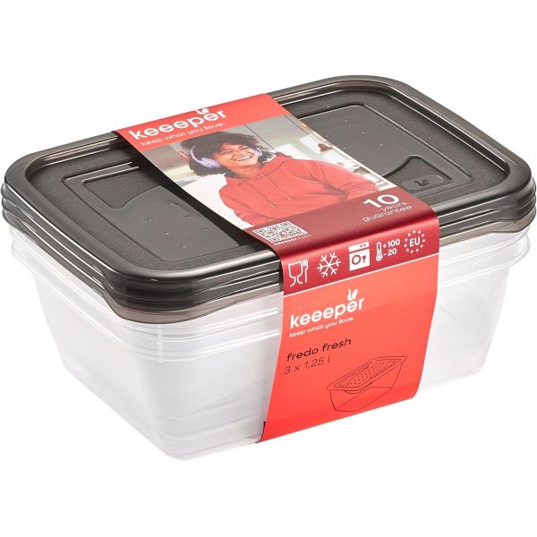 Lot de 3 Boîtes de congélation 1,25 litres - Gris | Leroy Merlin