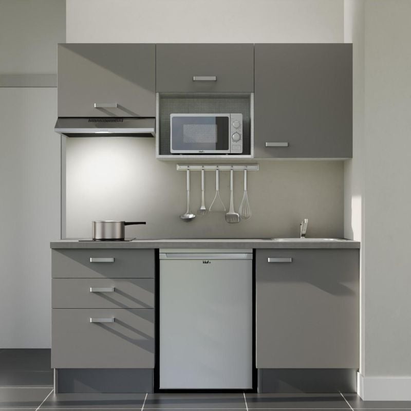 Kitchenette modèle K20 - Façades Gris - Plan de travail Gris béton ...