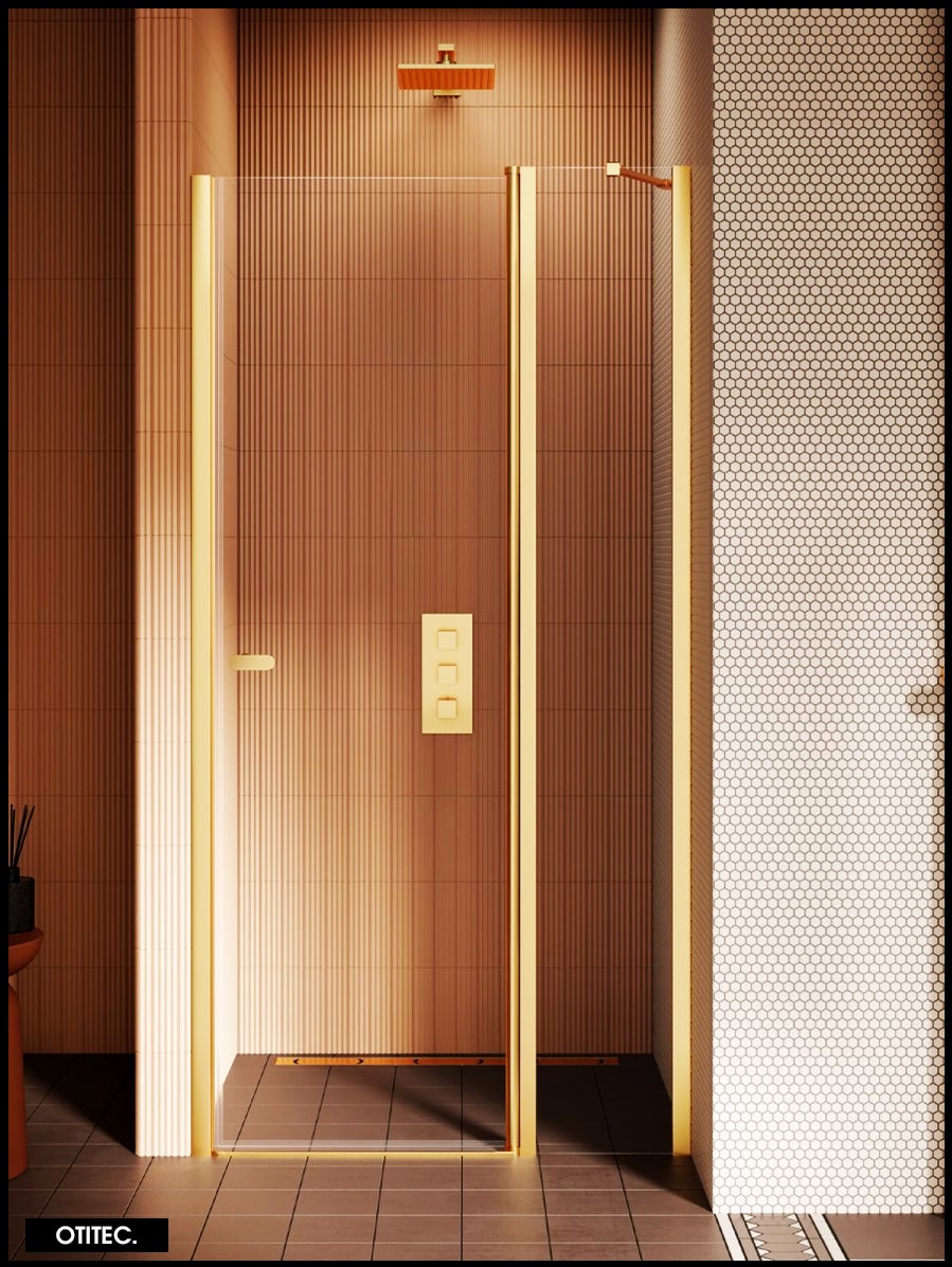 Porte de Douche Battante avec Paroi - 90 x 195 cm | GOLYA - Laiton ...