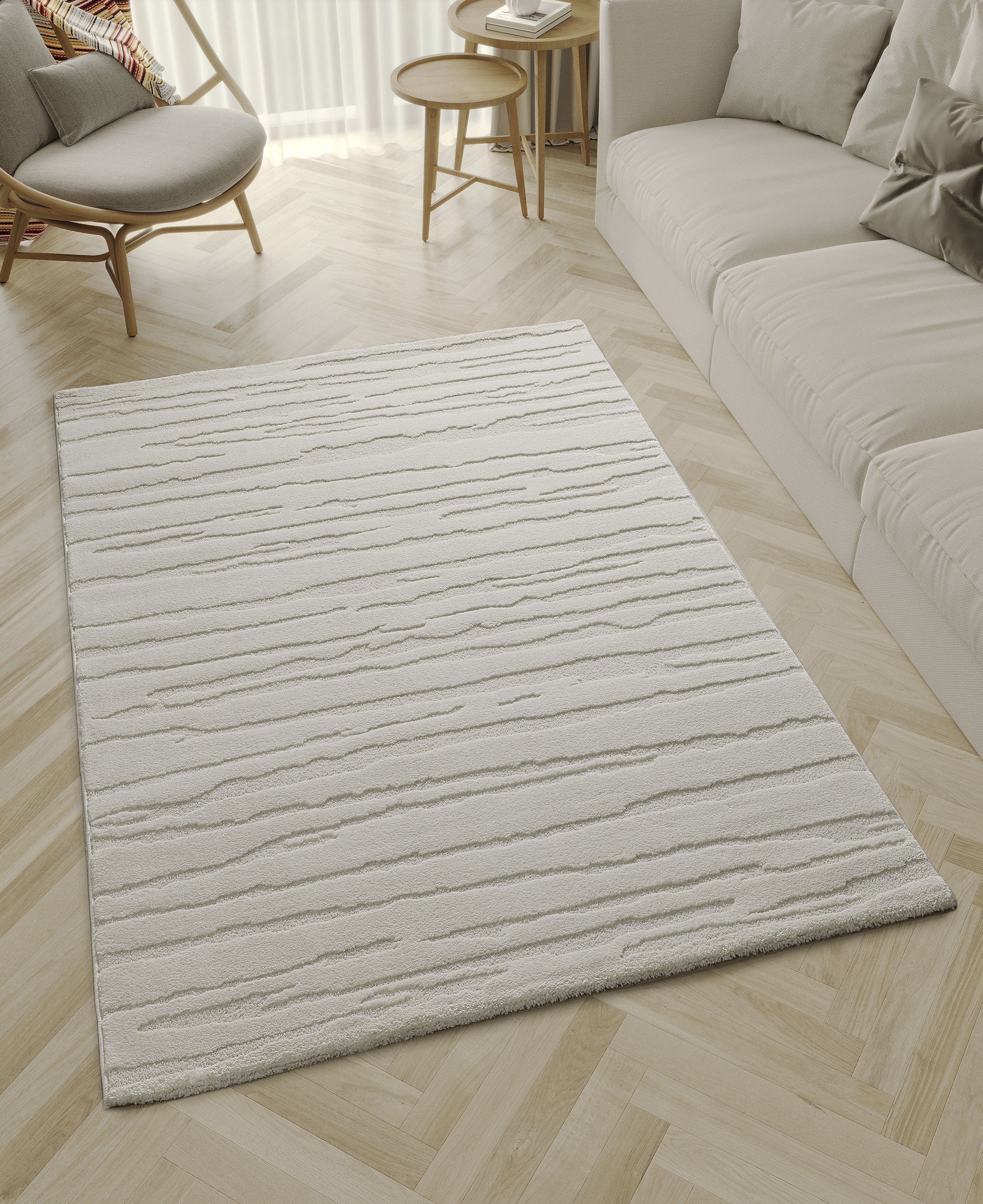 Tapis Everest moderne poils courts salon coucher moderne, Crème, 160 x ...