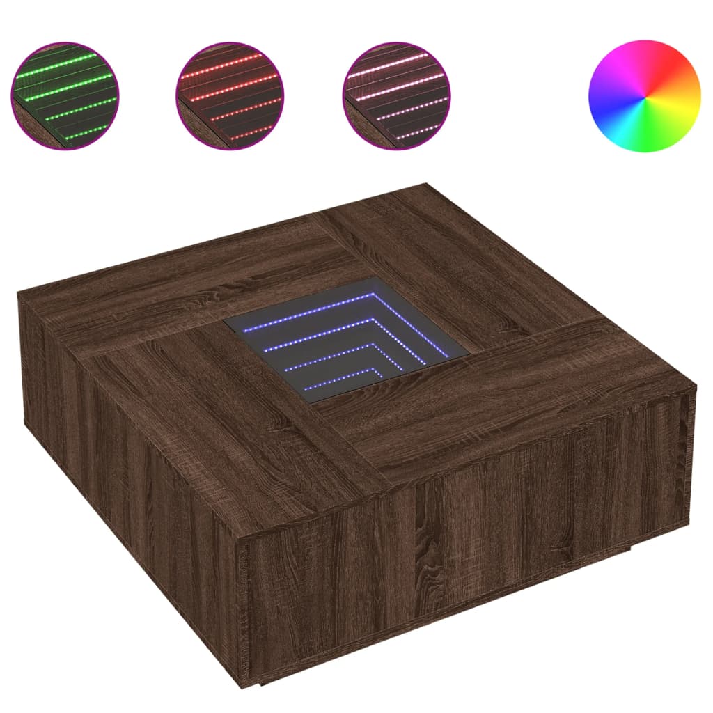 Table basse | Table d'appoint | Table de Salon avec LED infini chêne ...