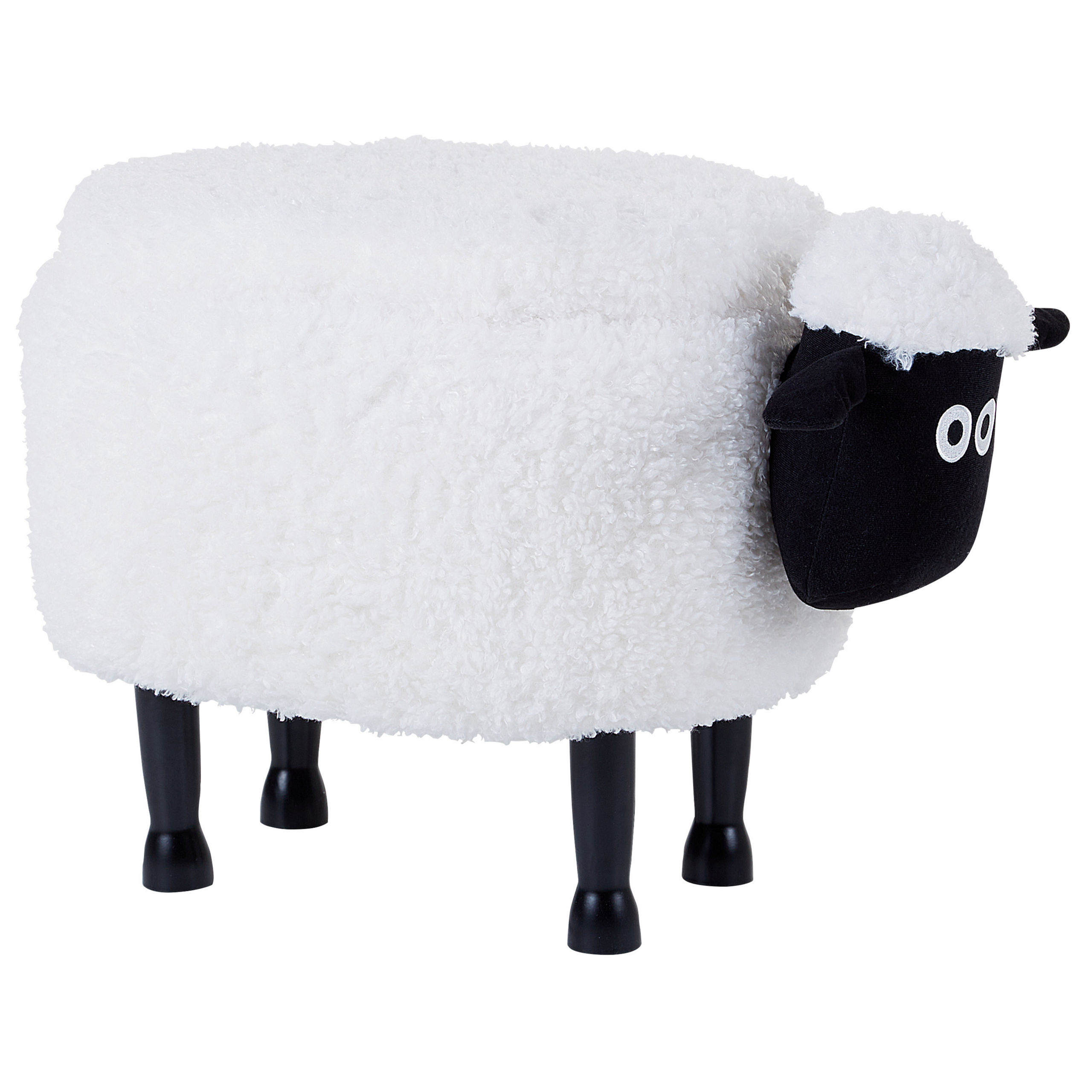Beliani Reposapiés con almacenaje de tela blanca motivo oveja SHEEP ...