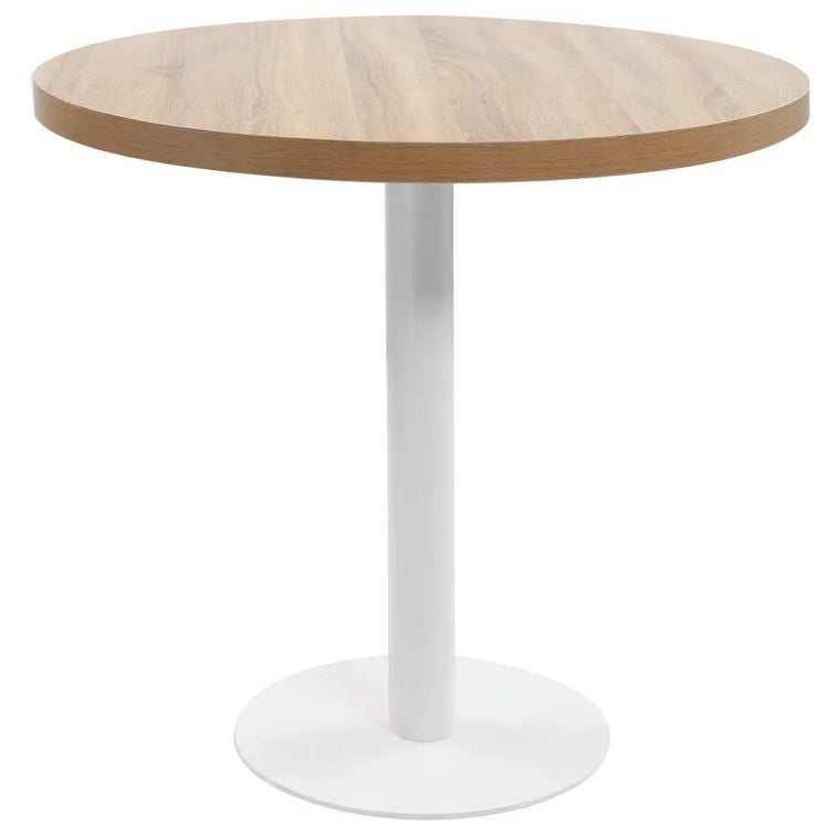 Table de bar ronde bois clair et pieds métal blanc Beth D 80cm | Leroy ...