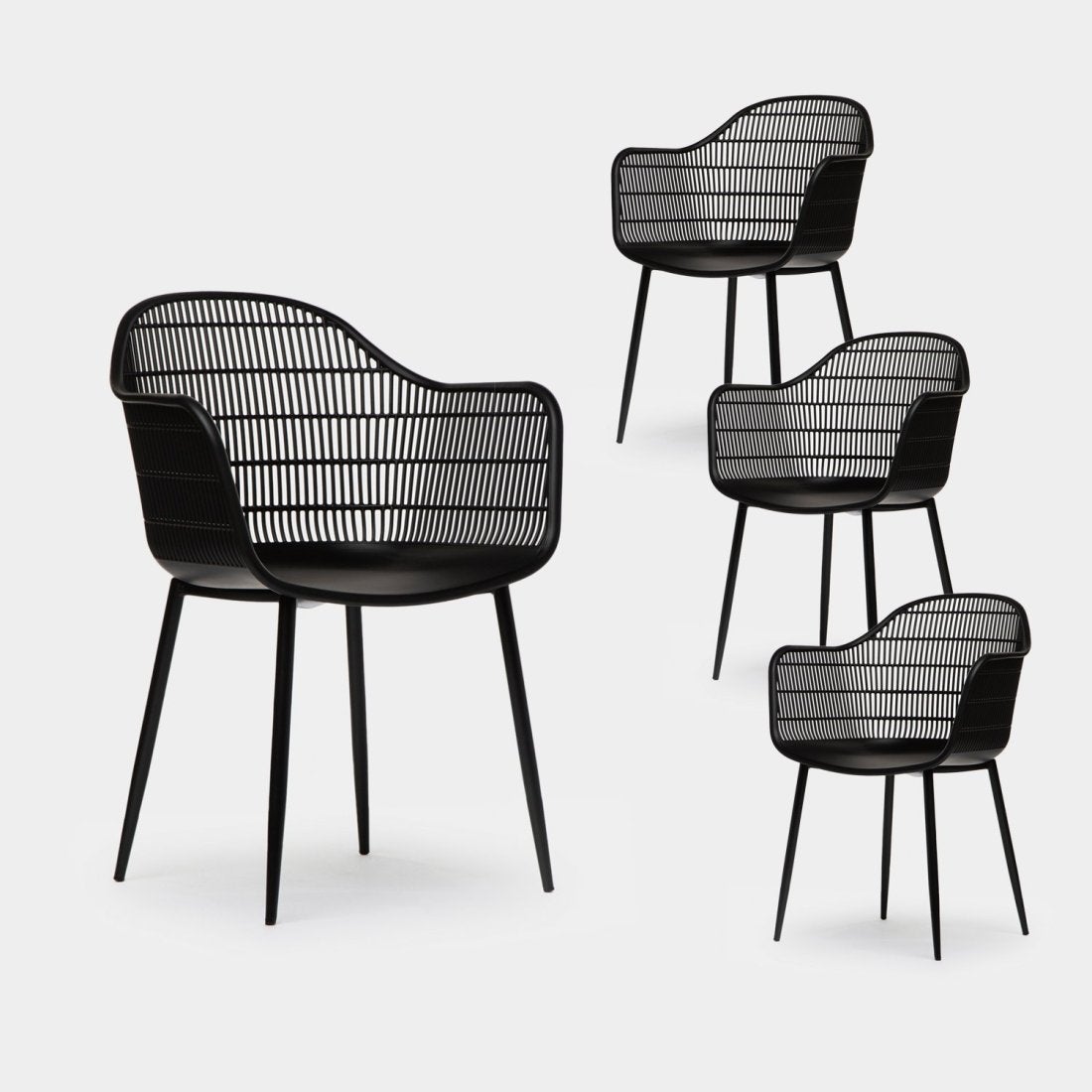 Packs 4 sillas polipropileno negro 62 x 86 cm | Leroy Merlin