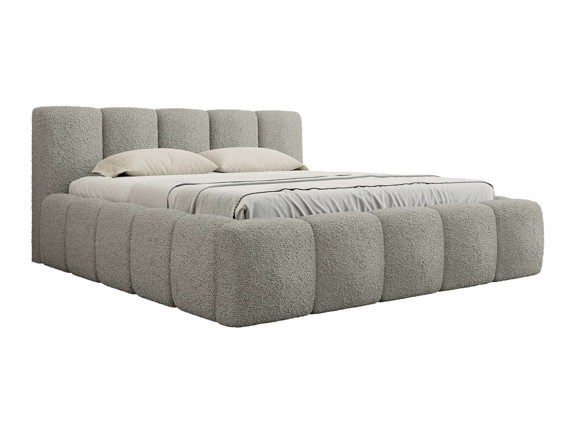 Lit TrendyNest 113, Double, Gris, 160x200, Tissu, Disponible ...