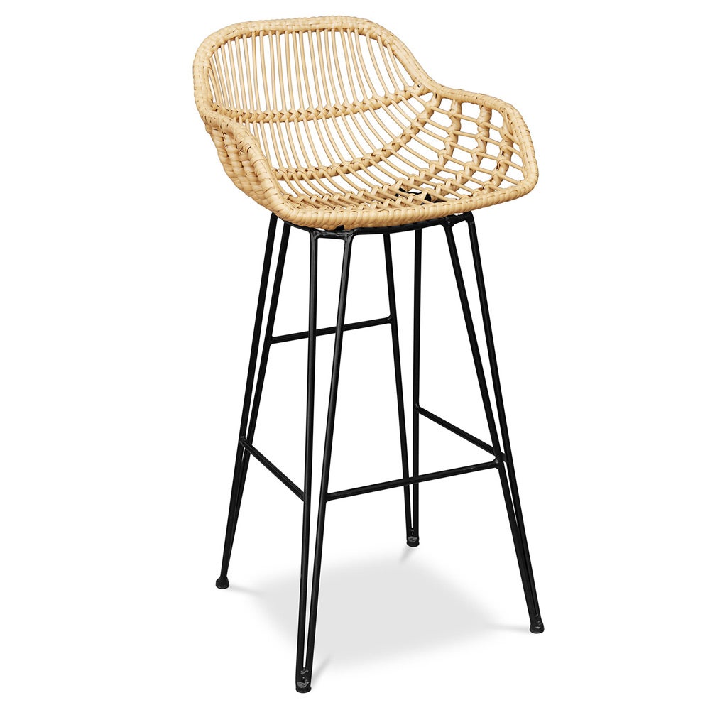 Tabouret de bar en osier synthétique - Magony Marron clair | Leroy Merlin