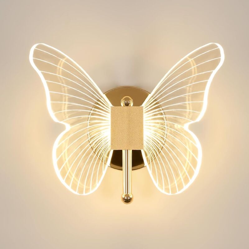 Applique murale LED 10W, applique murale papillon créative, trois ...