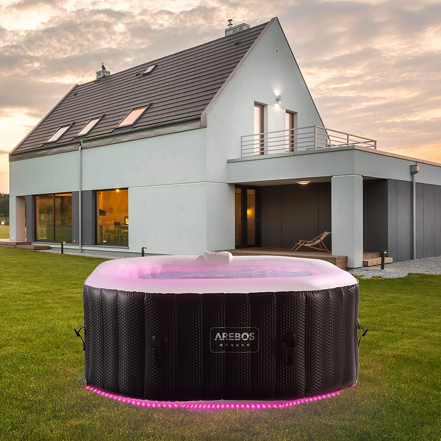 AREBOS Indoor-Outdoor Whirlpool Spa 2400 W Ottagonale Wellness ...