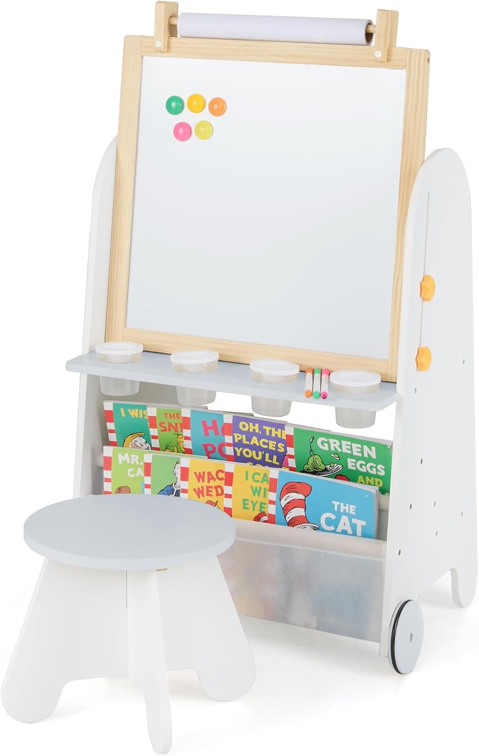 4 en 1 Tableau Enfant en Bois avec Tableau Noir & Tableau Magnétique ...