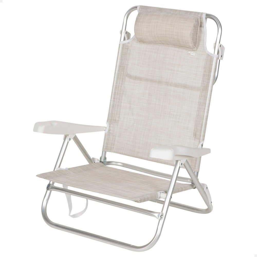Chaise de Plage Pliante, 8 positions Beige, 65x74 cm Aktive | Leroy Merlin