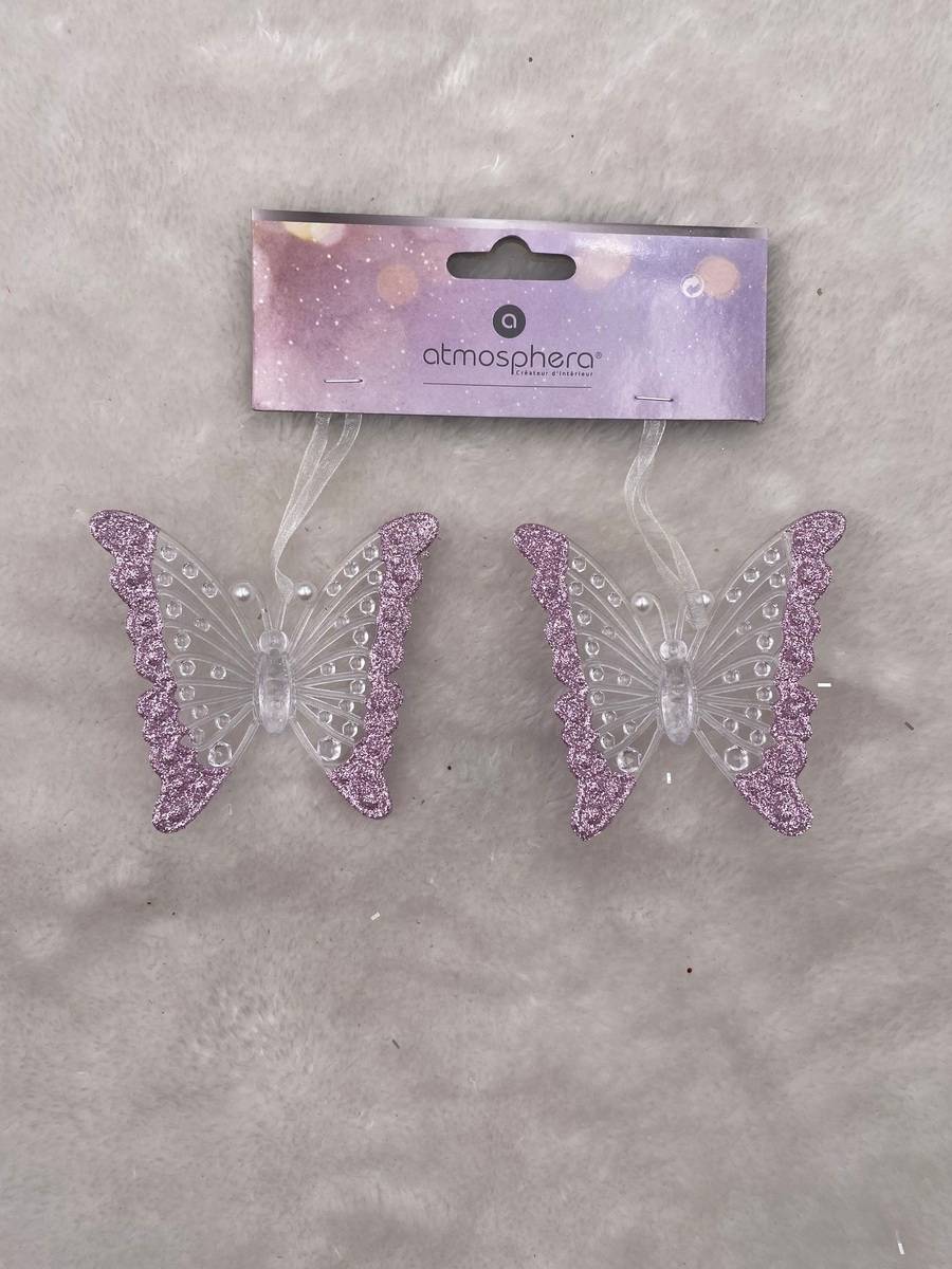 SDN PLAST PAPILLON X2 ROSE 8CM - Atmosphera créateur d'intérieur ...