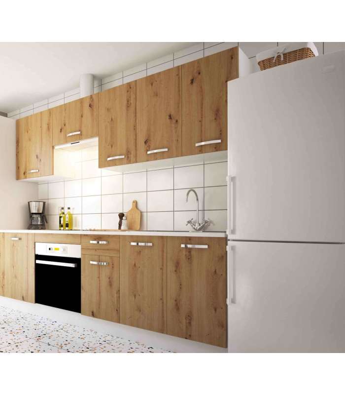 Cocina completa KIT-KIT de 240 cm, color roble albar, incluye zocalo y ...
