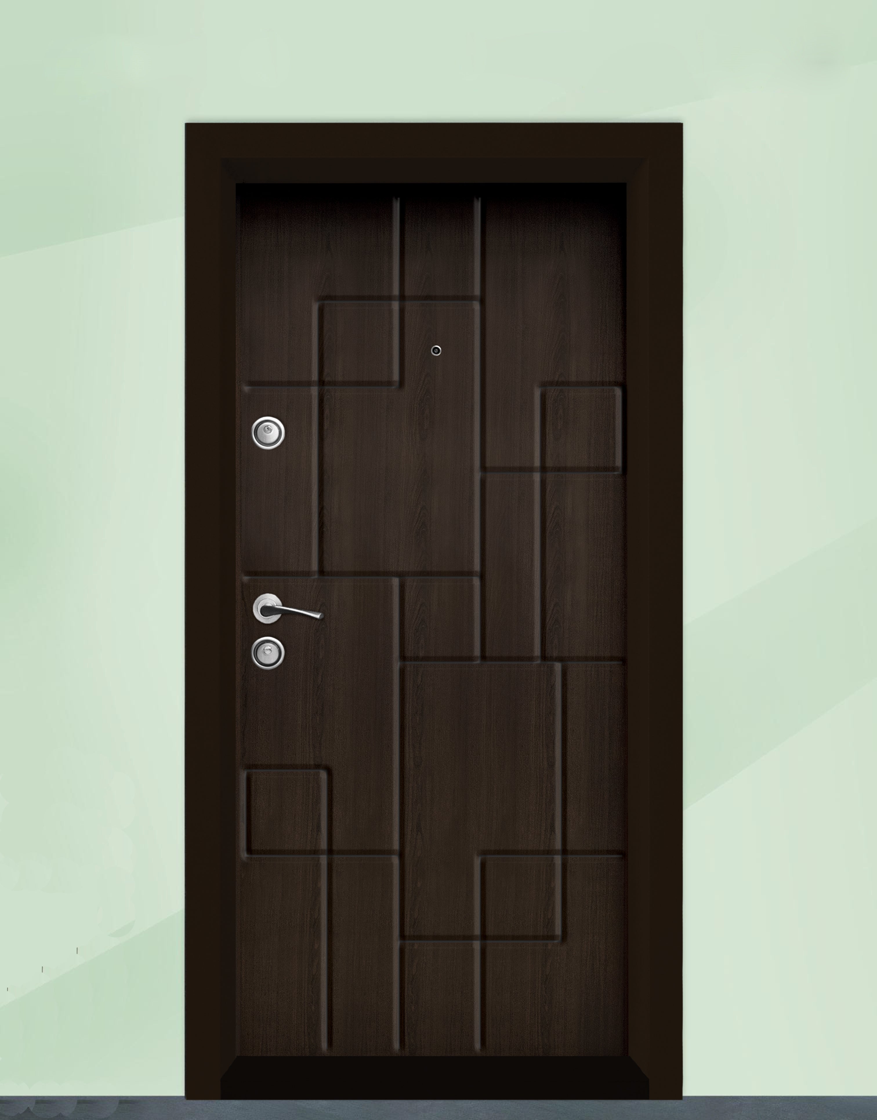 Porta blindata marrone MDF laminata isolamento lana minerale spessore ...