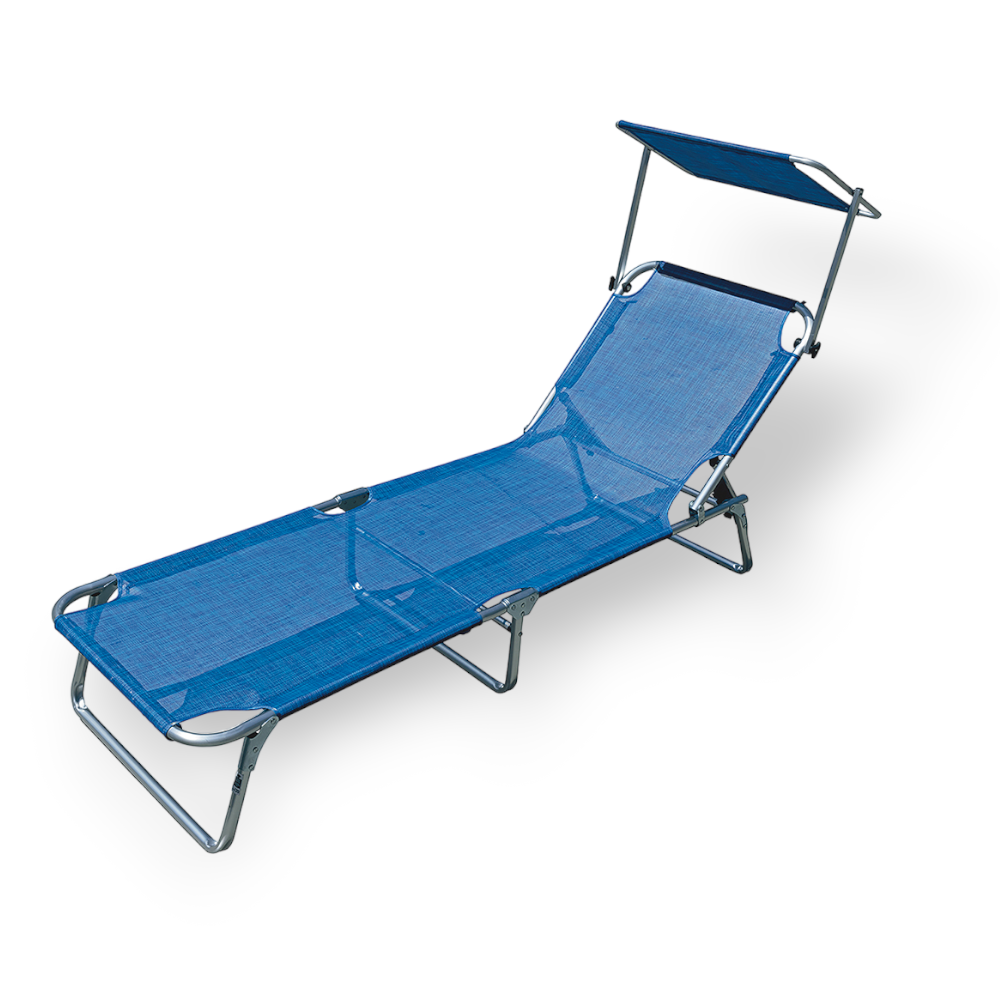 Transat de plage avec taud de soleil et dossier réglable en textilène ...