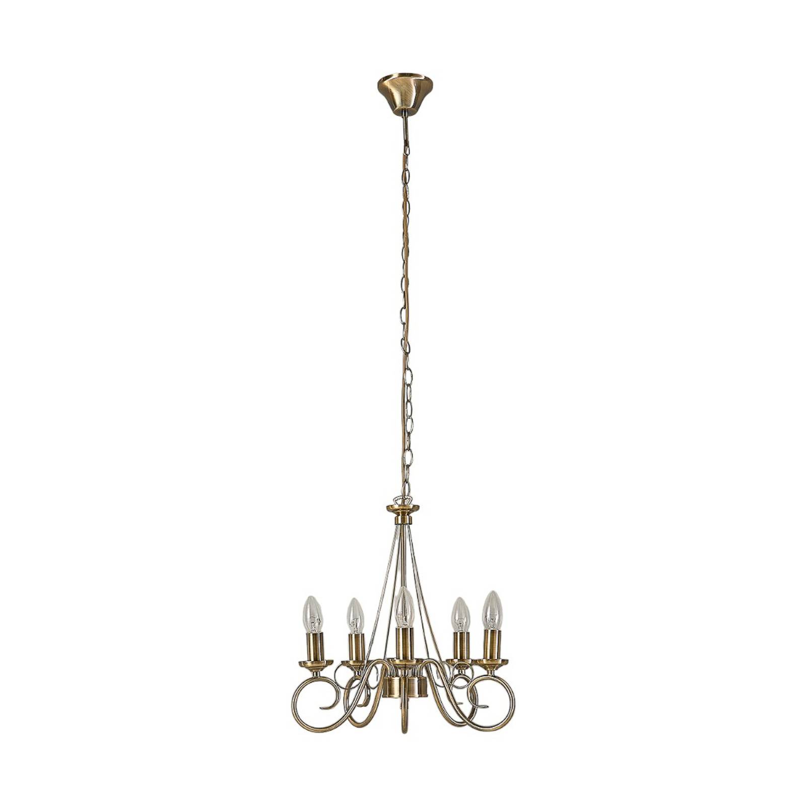 Lindby Élégant lustre Marnia en laiton ancien, 5 lampes | Leroy Merlin