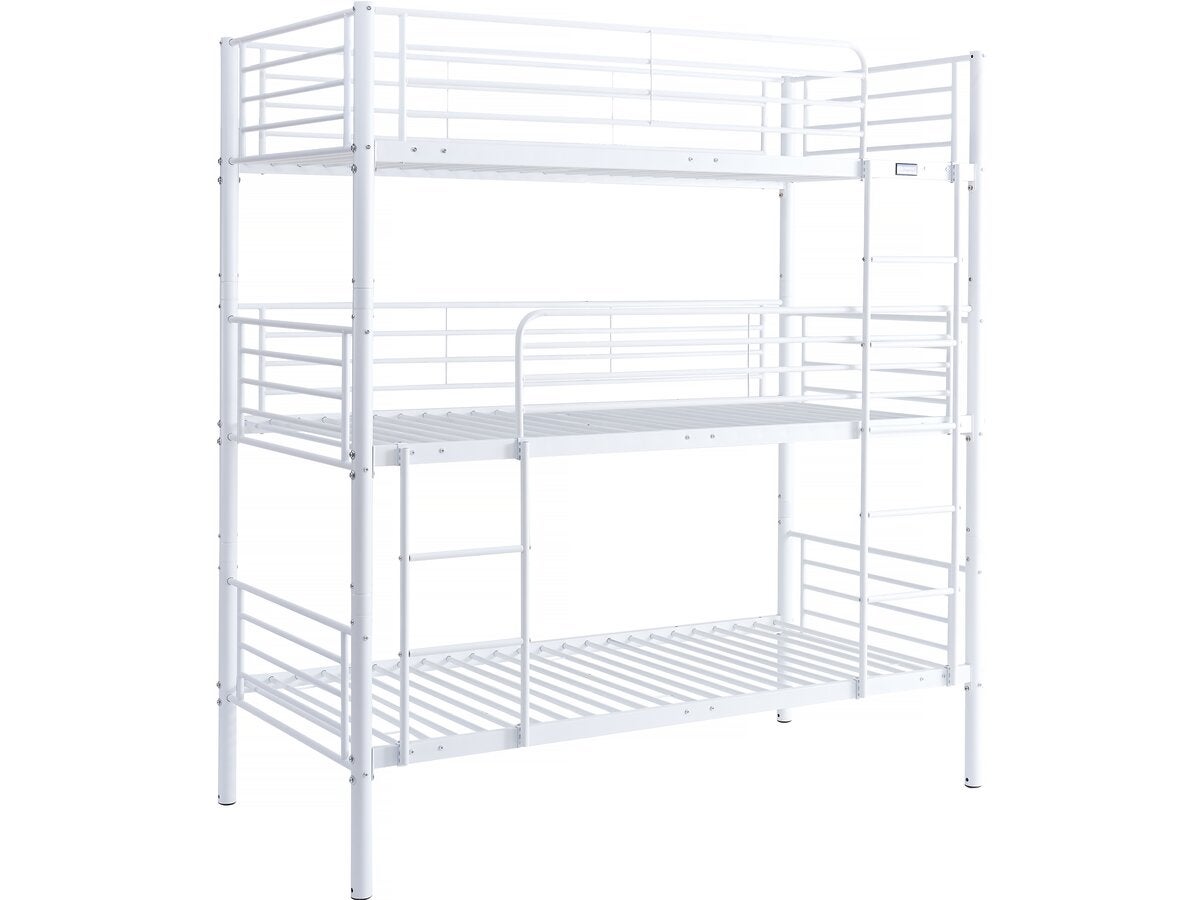 Lit triple superposé metal "Havin" - 90 x 190 cm - Blanc | Leroy Merlin