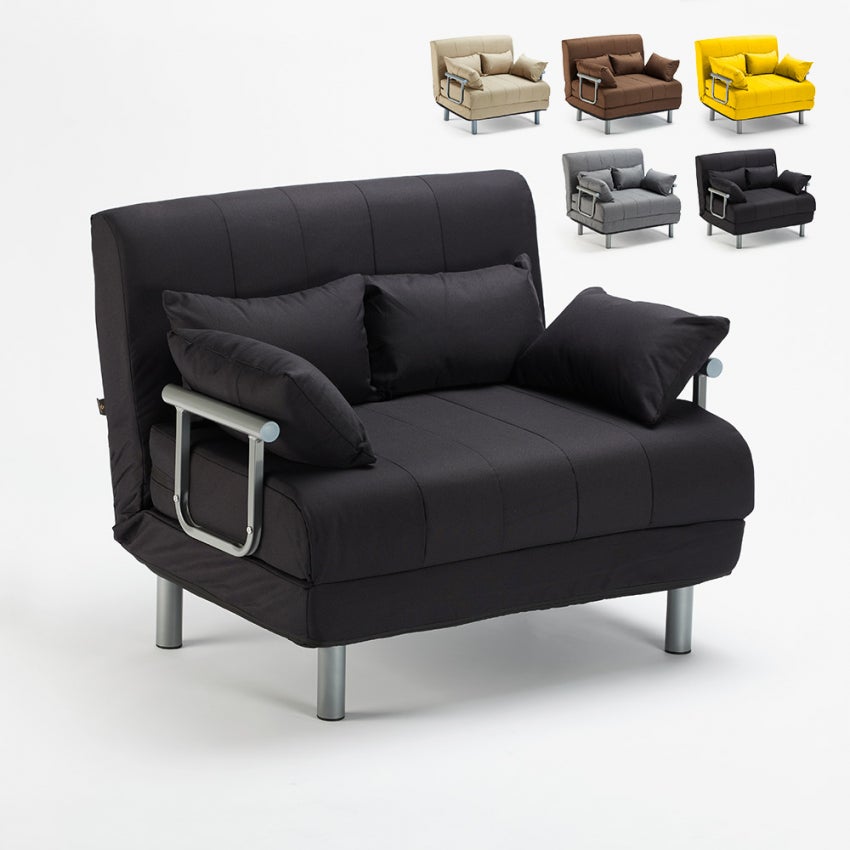Fauteuil convertible lit convertible en tissu Deborah Twin - Noir ...