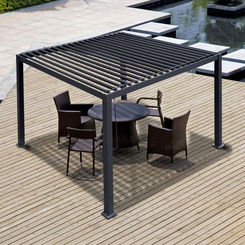 Pérgola bioclimática 3X3 Antracita 100% aluminio | Leroy Merlin
