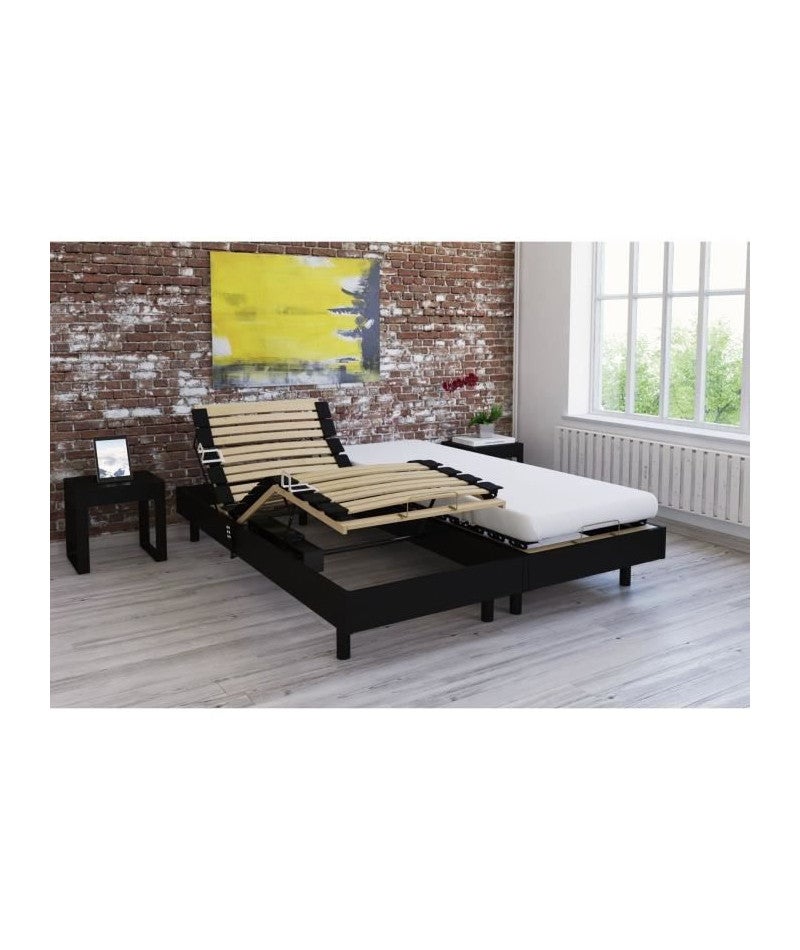 Ensemble relaxation TALCA matelas + sommiers électriques décor wengé ...