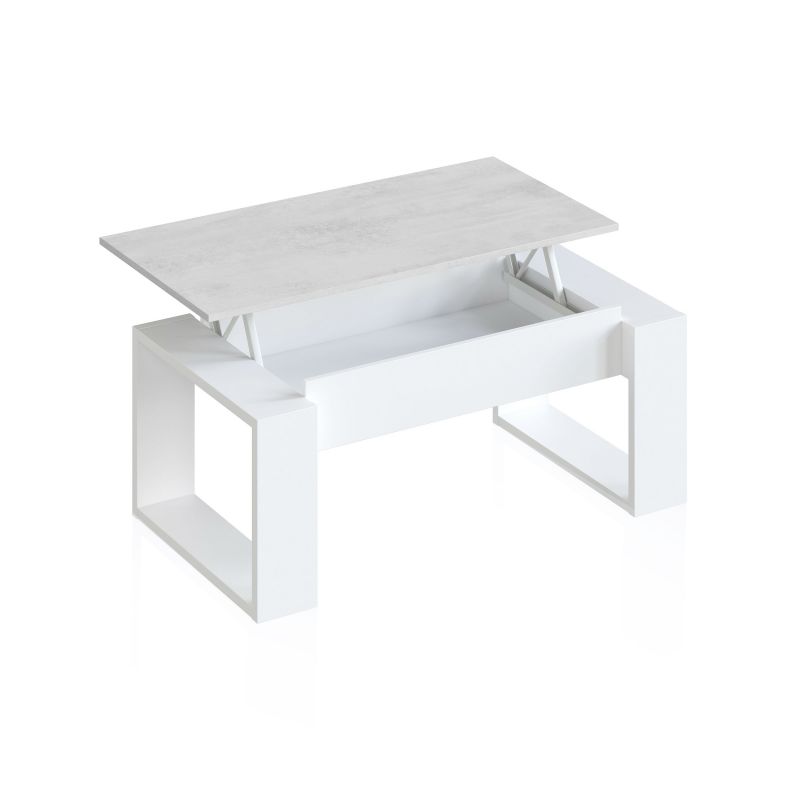 Mesa de centro elevable Neo Blanco Artik (Blanco Mate) - Gris Cemento 105 x 45 x cm | Leroy Merlin