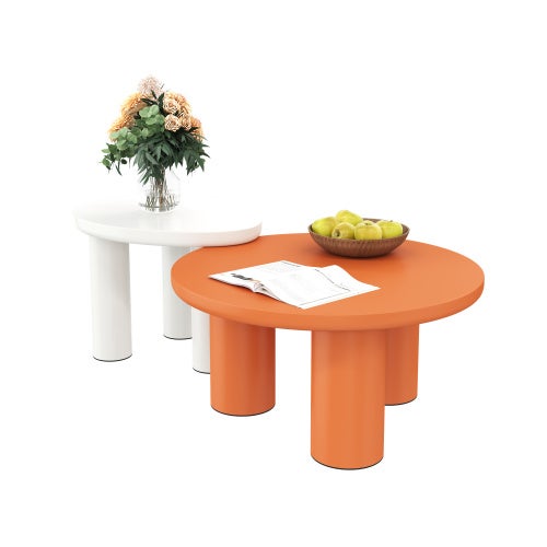 Ensemble de tables basses rondes et en forme de feuille, plateau en MDF ...