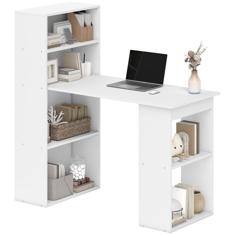 HOMCOM Bureau informatique, bureau avec rangement, 6 compartiments ...