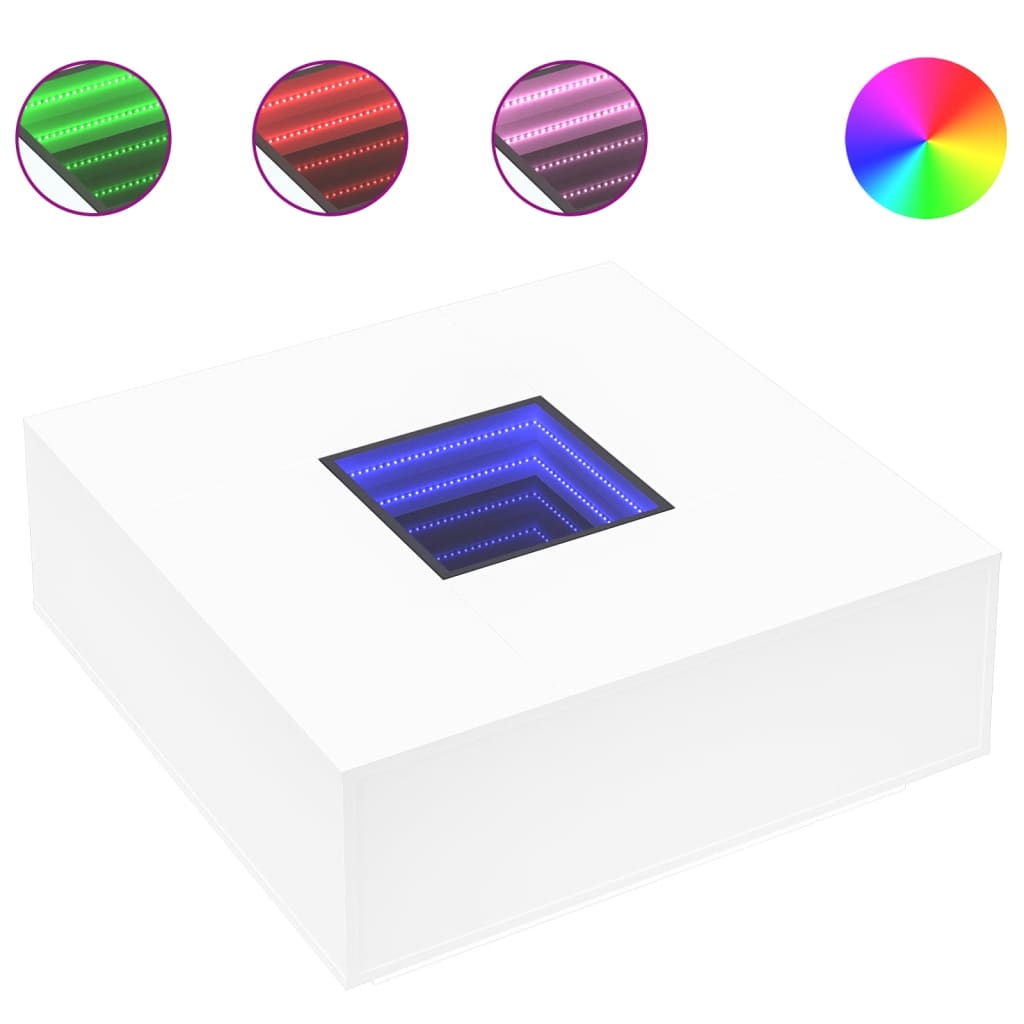 Table basse avec LED infini blanc 100x100x40 cm | Leroy Merlin