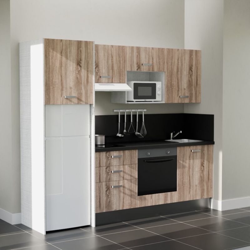 Kitchenette K37L-PT - 240 cm avec plan de travail et évier - Façade ...