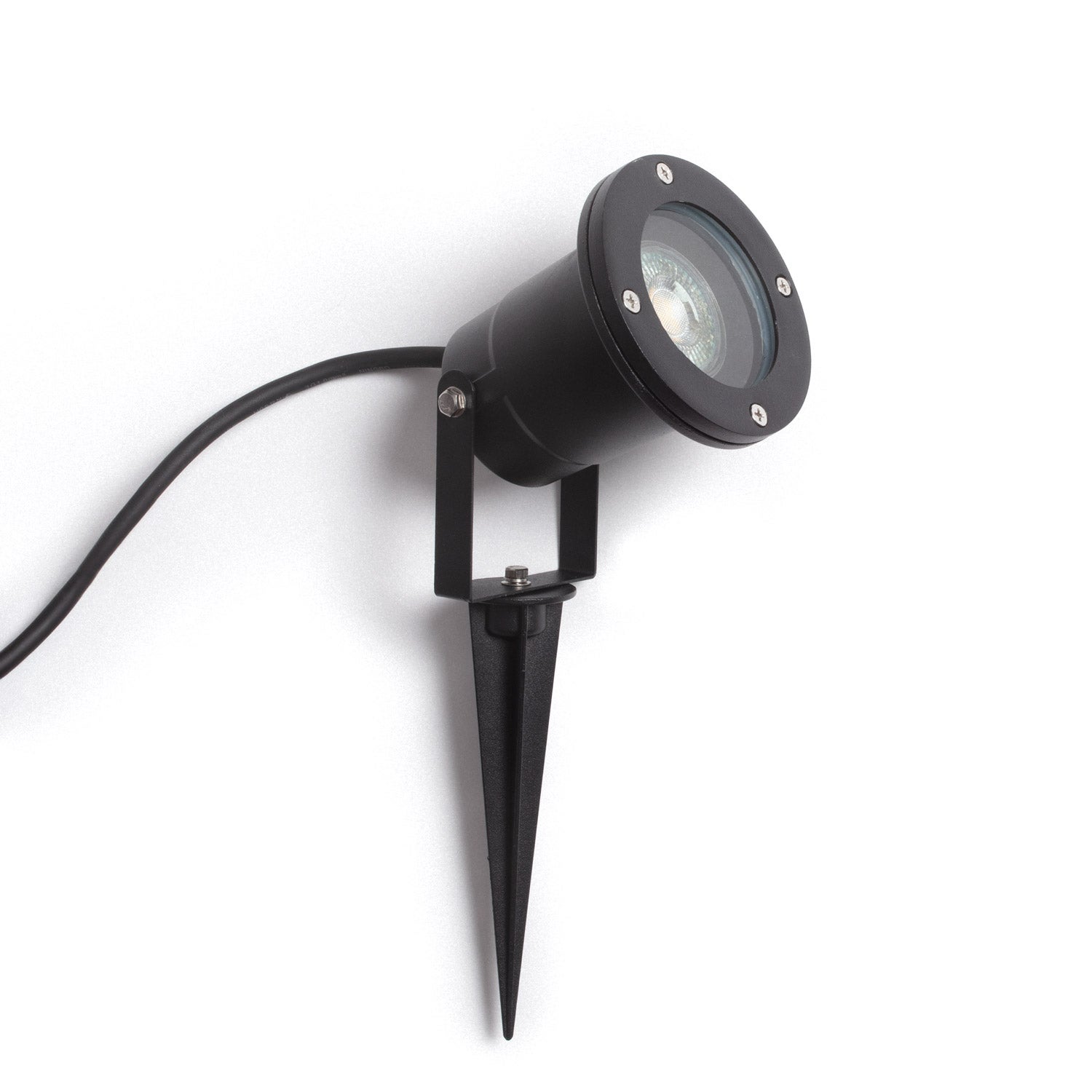 Ledkia Foco Exterior GU10 Aluminio con Pincho Faro Negro | Leroy Merlin