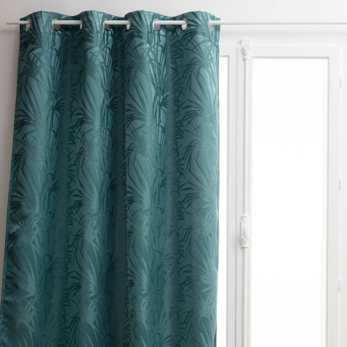 Rideau occultant "Kai" - motifs jacquard - bleu 140x260 cm - Atmosphera ...