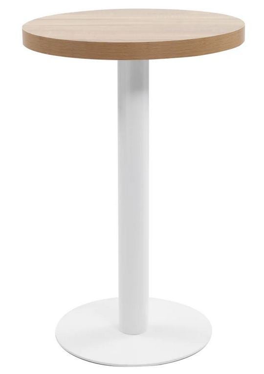 Table de bar ronde bois clair et pieds métal blanc Beth D 50cm | Leroy ...